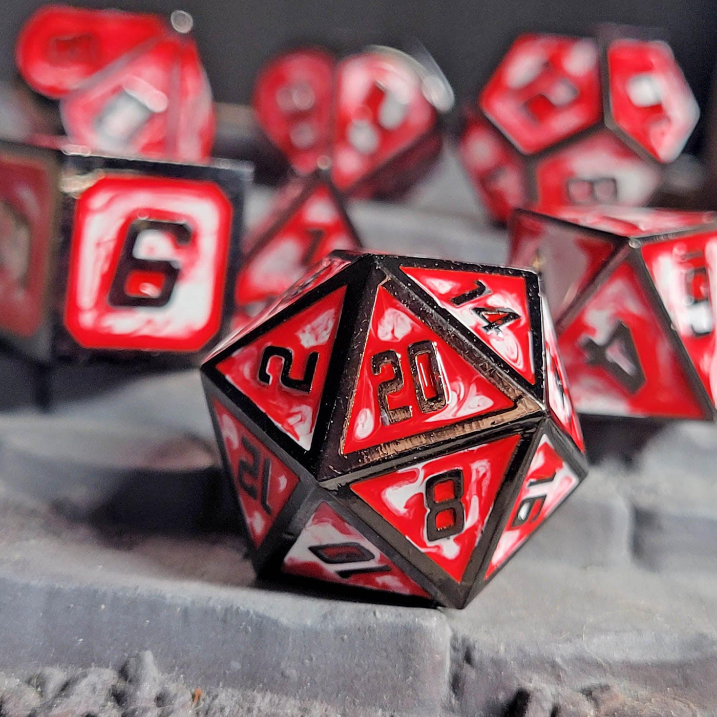 Guardian Gun Metal Red/White Swirl (Metal 7-Die RPG Set) — Games ...