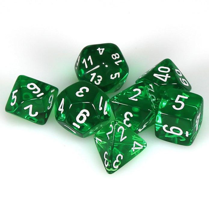 Translucent Green/White (7-Die RPG Set) — Games Unlimited, LLC